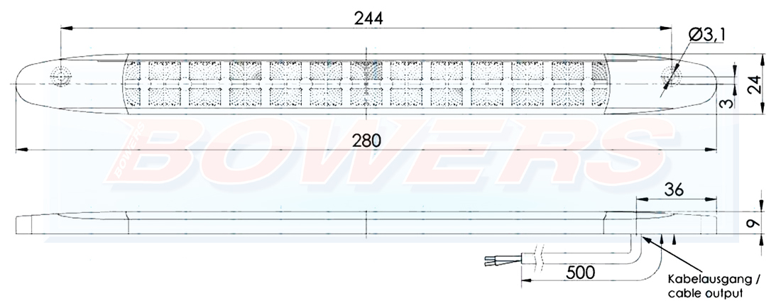 LED Rear High Level Third 3rd Brake Light For Knaus Hymer Motorhomes - Bowers Parts Online